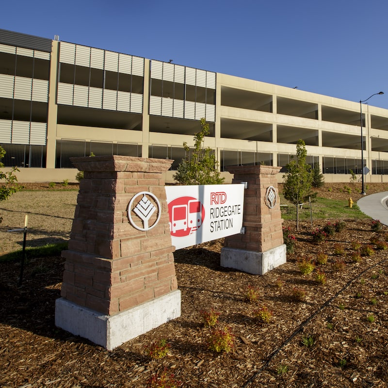 RidgeGate Parkway Light Rail Station in Lone Tree, CO - RidgeGate